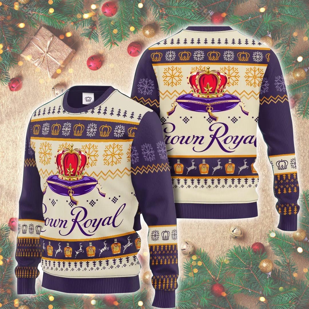 Crown Royal All Over Print Christmas Woollen Sweater - RobinPlaceFabrics