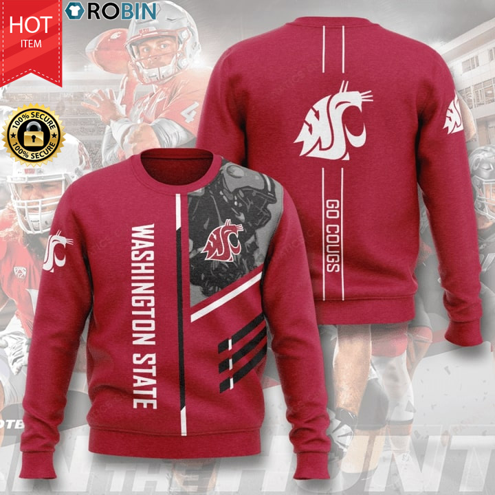 Washington State Cougars Football Go Cougs Full Printed Sweater ...